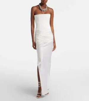 Rene Caovilla Chandelier Embellished Satin Sandals - White