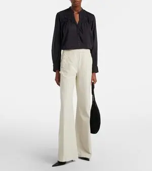 NILI LOTAN Cotton Wide-leg Pants - White