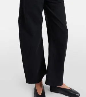 NILI LOTAN Tribeca Cotton Twill Barrel-leg Pants - Black