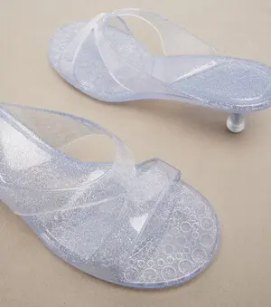 JIMMY CHOO Jelly Drop Glitter Mules - Transparent