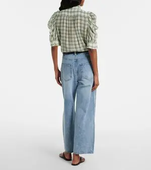 FRAME Crochet Bow Cropped Wide-leg Jeans