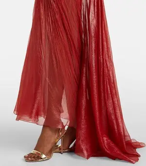 MARIA LUCIA HOHAN Victoria Bustier Gown Blood Orange Silk Muslin - Red