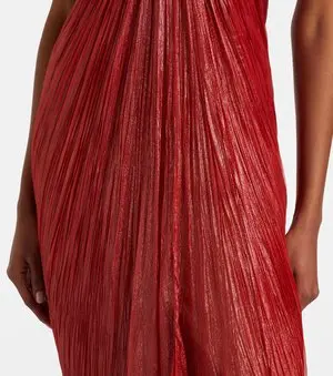 MARIA LUCIA HOHAN Victoria Bustier Gown Blood Orange Silk Muslin - Red