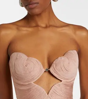 MARIA LUCIA HOHAN Ananda Pleated Silk Muslin Bustier Gown