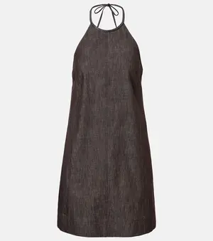 Brunello Cucinelli Halterneck Open-back Cotton Minidress - Brown
