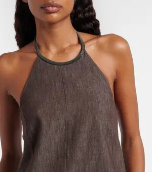 Brunello Cucinelli Halterneck Open-back Cotton Minidress