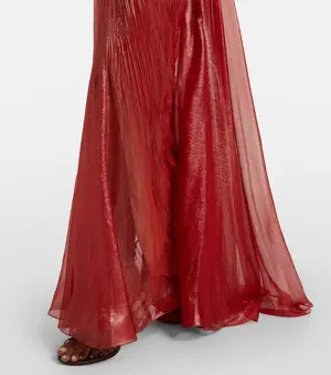 MARIA LUCIA HOHAN Rachel Draped Silk Muslin Bustier Gown - Red
