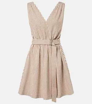 Brunello Cucinelli Striped Cotton-blend Minidress - Beige