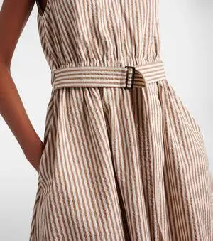 Brunello Cucinelli Striped Cotton-blend Minidress - Beige