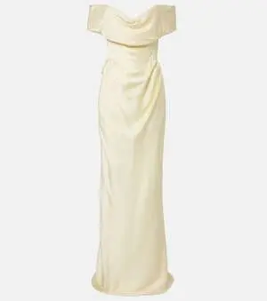 VIVIENNE WESTWOOD Nova Cocotte Draped Satin Bustier Gown - Yellow