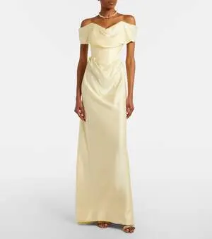 VIVIENNE WESTWOOD Nova Cocotte Draped Satin Bustier Gown - Yellow