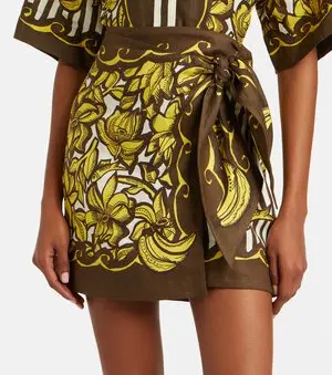 ALEMAIS Printed Hemp Wrap Skirt - Yellow