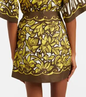 ALEMAIS Printed Hemp Wrap Skirt - Yellow