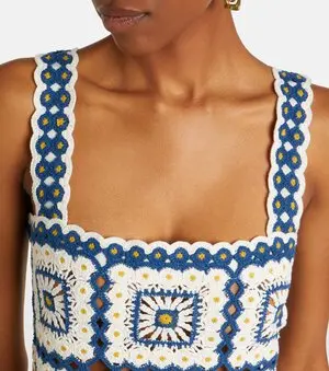 ALEMAIS Crochet Cotton Maxi Dress - Blue