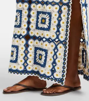 ALEMAIS Crochet Cotton Maxi Dress - Blue