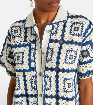 ALEMAIS Alémais Dolly Crochet Cotton Shirt - Blue