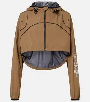 Balenciaga Cropped Taffeta Jacket With Drawstring Hood - Brown