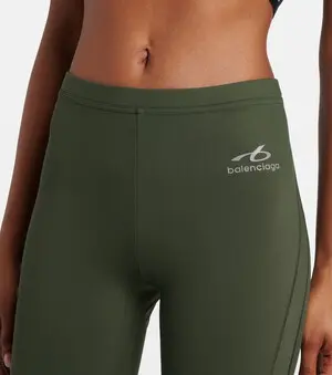 Balenciaga Logo Flared Leggings - Green