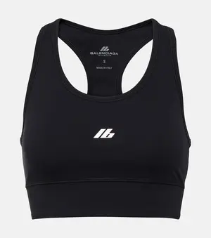 Balenciaga Logo Sports Bra - Black