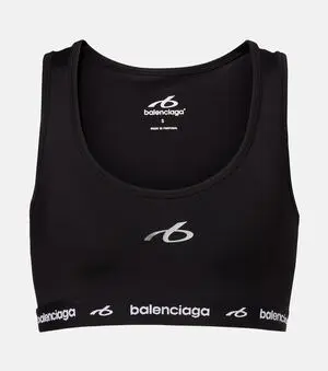 Balenciaga Logo Sports Bra - Black