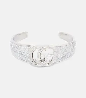 Gucci Gg Marmont Embellished Cuff Bracelet - Silver