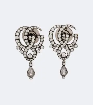 Gucci Gg Marmont Embellished Earrings - Silver