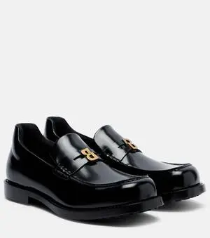 Balenciaga Gold Leather Square Toe Penny Loafers