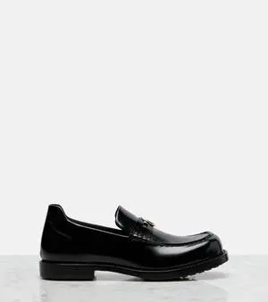 Balenciaga Gold Leather Square Toe Penny Loafers