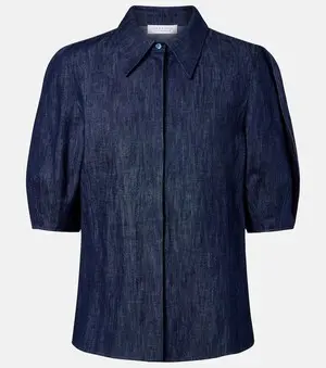 Gabriela Hearst Sansi Cotton And Linen Denim Shirt - Blue