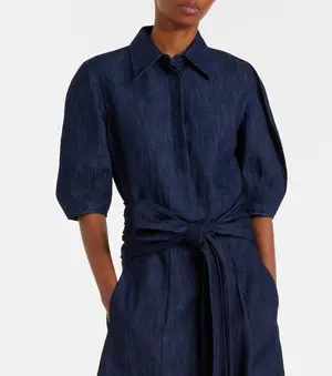 Gabriela Hearst Sansi Cotton And Linen Denim Shirt