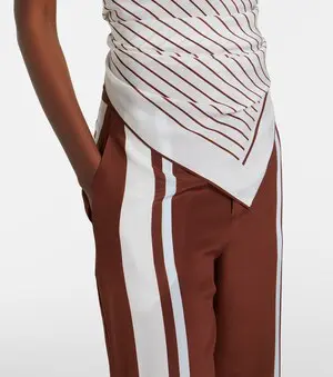 SIR. Marais Striped Halterneck Silk Top - White