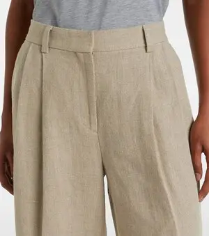 TOTEME Cropped Linen Wide-leg Pants