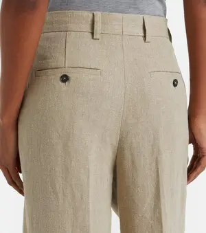 TOTEME Cropped Linen Wide-leg Pants