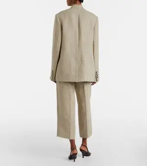 TOTEME Cropped Linen Wide-leg Pants