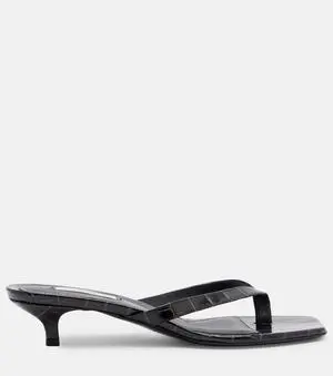 TOTEME Croc-effect Leather Thong Sandals - Black