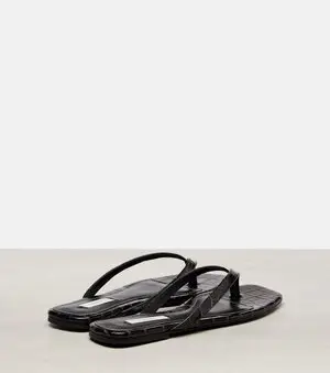 TOTEME Croc-effect Leather Thong Sandals - Brown
