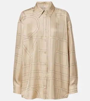 TOTÊME Toteme Embroidered Silk Satin Shirt