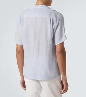 Orlebar Brown Maitan Linen Bowling Shirt - Blue