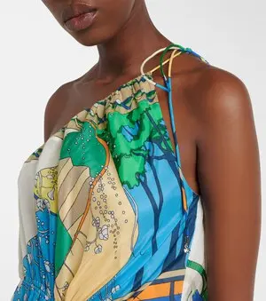 Tory Burch Printed Cotton And Silk Midi Dress