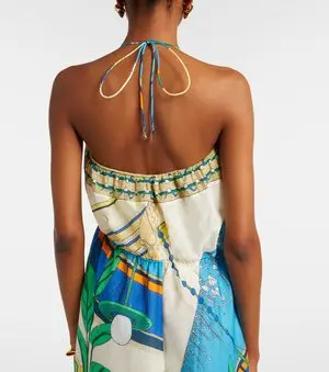 Tory Burch Printed Cotton And Silk Midi Dress
