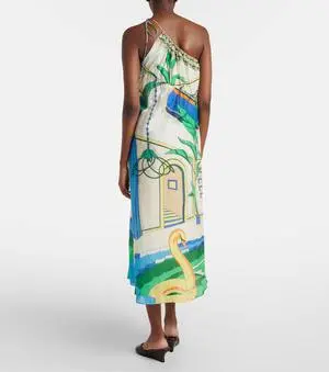Tory Burch Printed Cotton And Silk Midi Dress