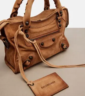 Balenciaga Le City Mini Suede Top-handle Bag - Brown