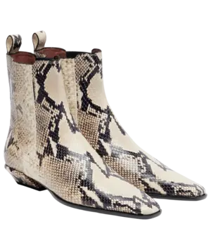 Paris Texas Bettina Snake-print Ankle Boots - Beige
