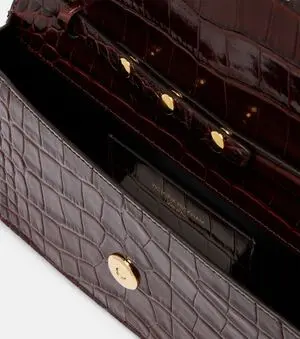 Victoria Beckham Dorian East-west Clutch In Croc-effect Leather - Brown