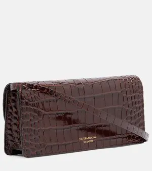 Victoria Beckham Dorian East-west Clutch In Croc-effect Leather - Brown