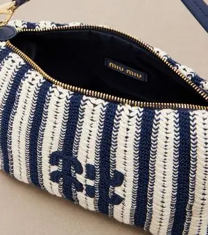 Miu Miu Striped Crochet Top Handle Bag