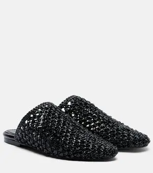 SOULIERS MARTINEZ Mallorca Woven Leather Mules - Black