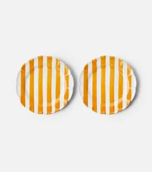 CABANA Righe Set Of 2 Ceramic Dinner Plates - Yellow