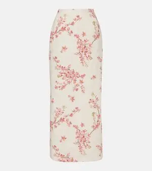 Agua Bendita Linen Maxi Skirt - White