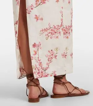 Agua Bendita Linen Maxi Skirt - White